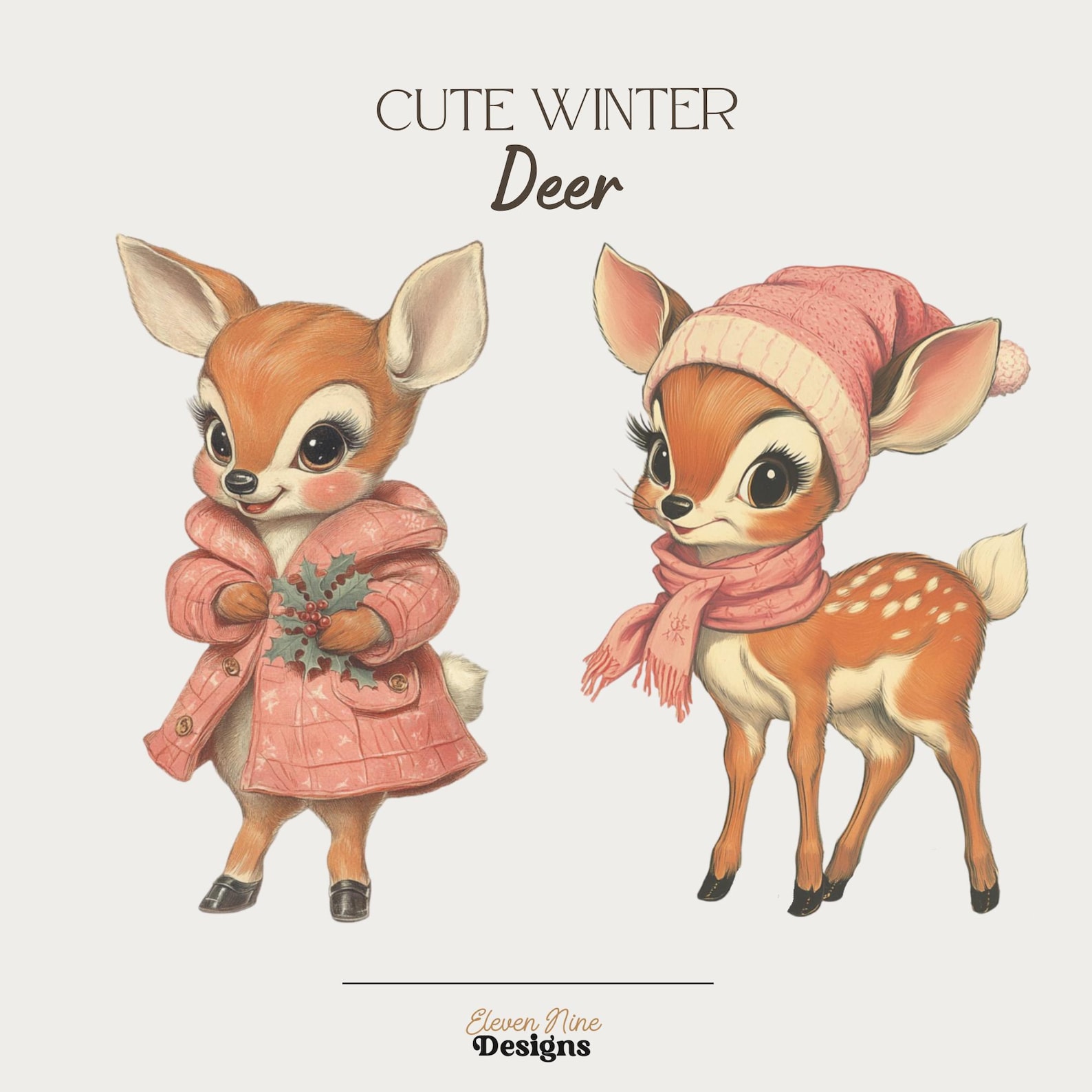 Cute Deer Clipart, Christmas Reindeer PNG, Christmas Clip Art, Winter ...