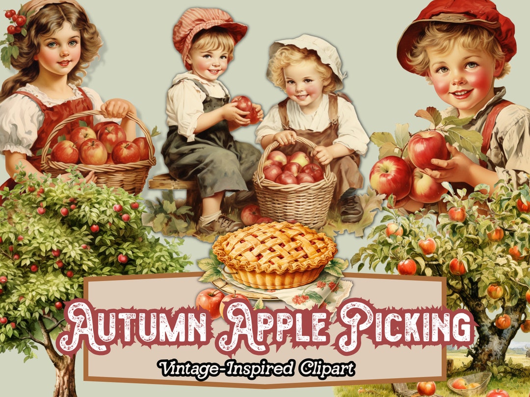 Apple Picking Clipart, Apple PNG, Fall Autumn Harvest, Apple Orchard ...