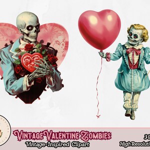 Valentines Clipart, Zombie PNG, Zombie Valentine Digital Download ...
