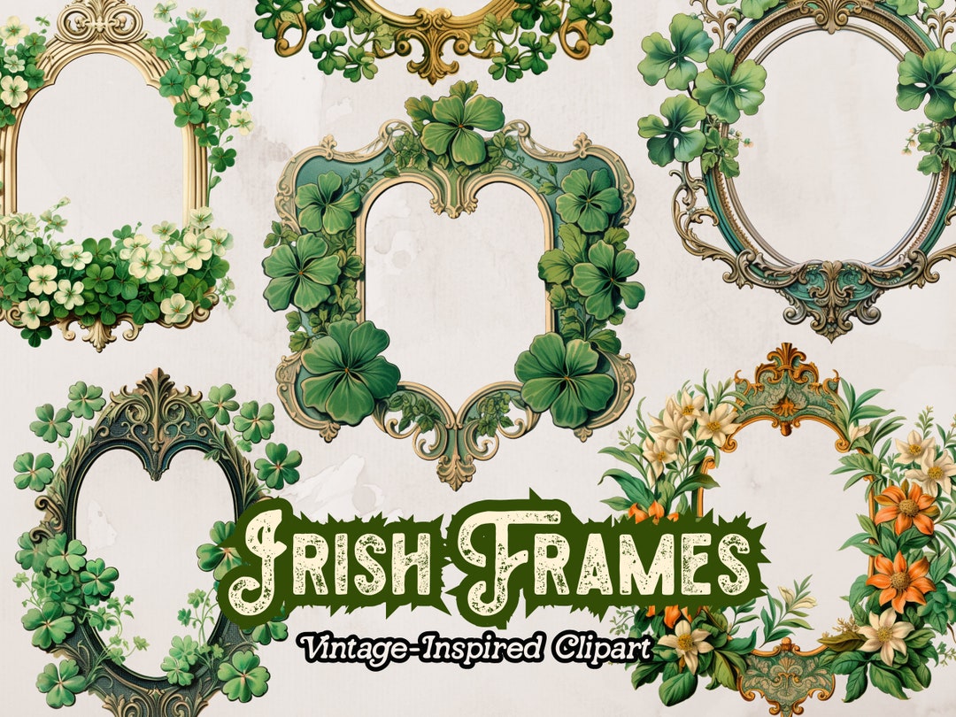 St. Patrick's Day Frames Clipart, Vintage Frame PNG, Irish Clipart ...