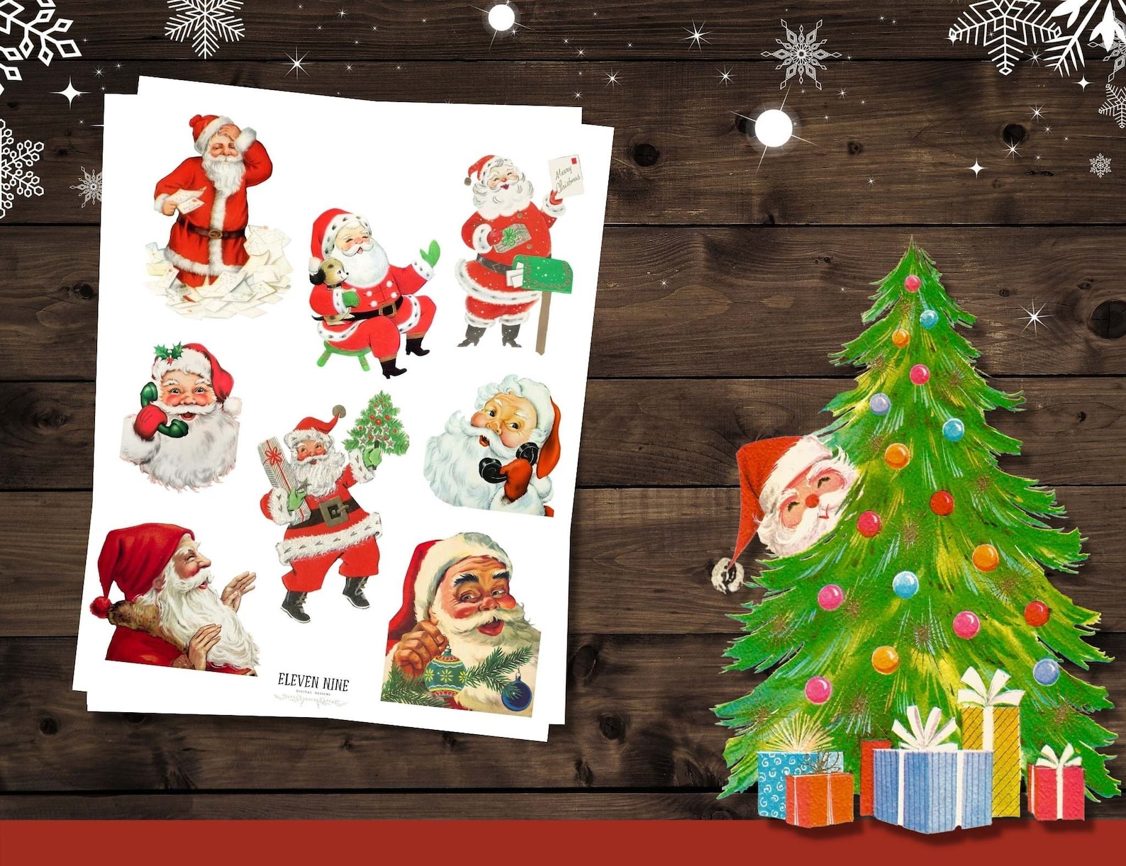 Christmas Digital Collage Sheets, Printable Vintage Christmas Santa ...