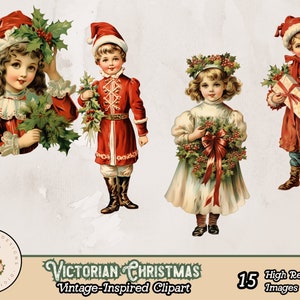 Vintage Victorian Christmas Clipart PNG, Victorian Clipart, Vintage ...