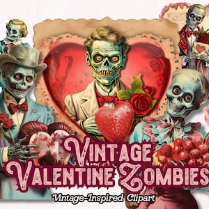 Valentines Clipart, Zombie PNG, Zombie Valentine Digital Download ...