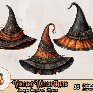 Witch Hat Clipart, Halloween Witch PNG, Commercial Use for Scrapbooking ...