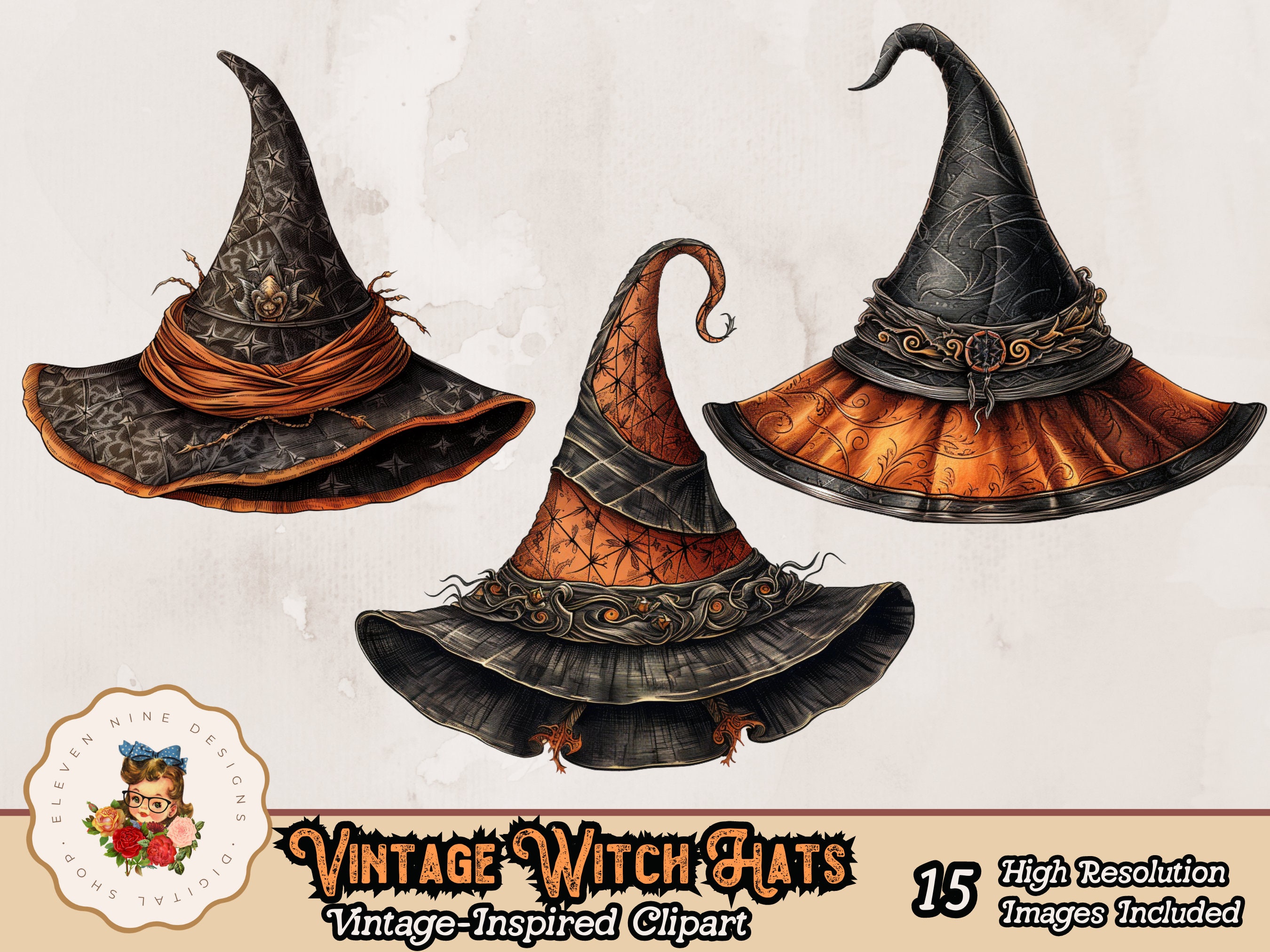Witch Hat Clipart, Halloween Witch PNG, Commercial Use for Scrapbooking ...