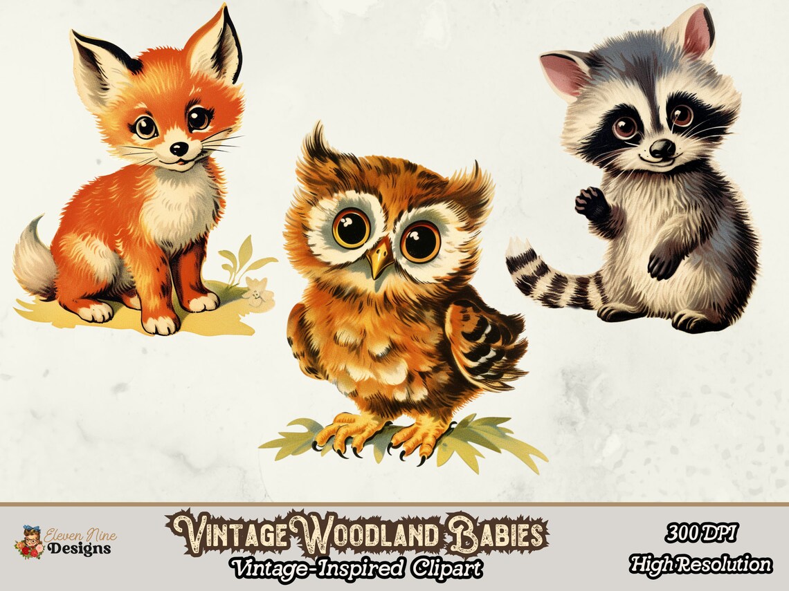 Woodland Baby Animals Clipart PNG, Forest Nursery Decor, Digital ...