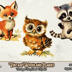 Woodland Baby Animals Clipart PNG, Forest Nursery Decor, Digital ...