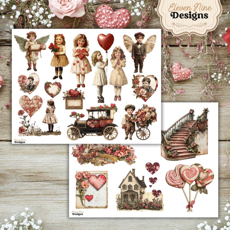 Valentines Printable Paper Dolls, Vintage Whimsical Children, Digital ...