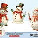 Cute Snowman Digital Clipart, Christmas Snowmen Clipart PNG, Vintage ...