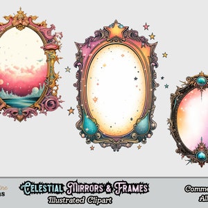 Celestial Clipart, Fantasy Frames PNG, Galaxy Digital Clipart, Sun and ...