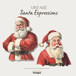 Santa Clipart PNG, Vintage Christmas Clipart, Retro Santa PNG, Vintage ...