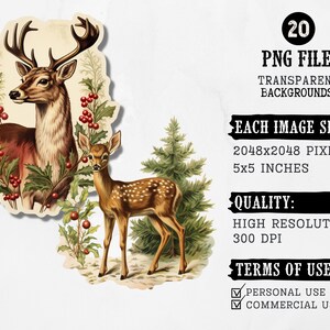 Reindeer Clipart, Christmas Clipart, Retro Vintage Christmas, Deer ...