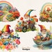 Rainbow Gnomes Clipart, Cute Gnome PNG, Rainbow Clipart, Floral and ...