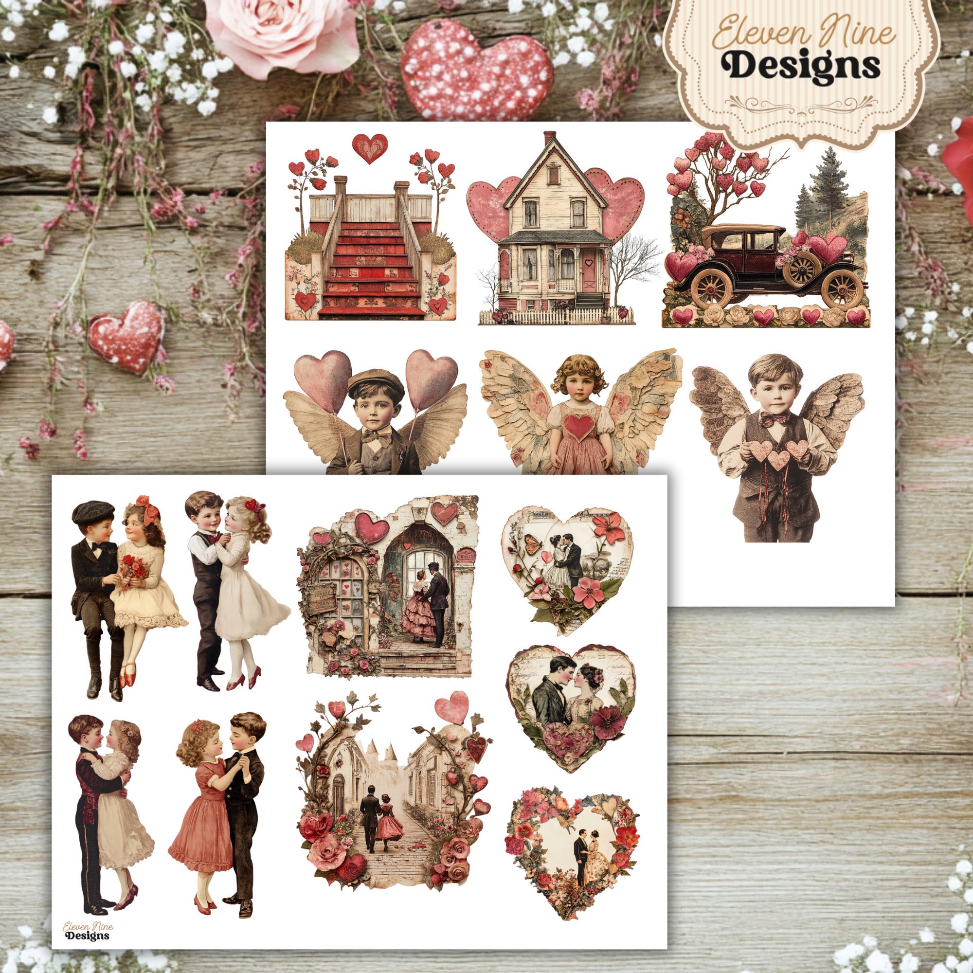 Valentines Printable Paper Dolls, Vintage Whimsical Children, Digital ...