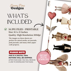 Valentines Printable Paper Dolls, Vintage Whimsical Children, Digital ...