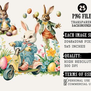 Easter Bunny PNG, Cute Easter Clipart, Easter Digital Download, Spring ...