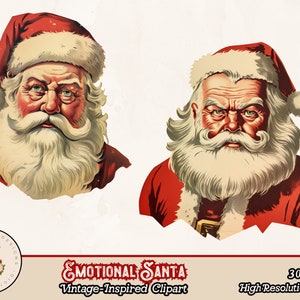 Santa Clipart PNG, Vintage Christmas Clipart, Santa Claus PNG, Vintage ...