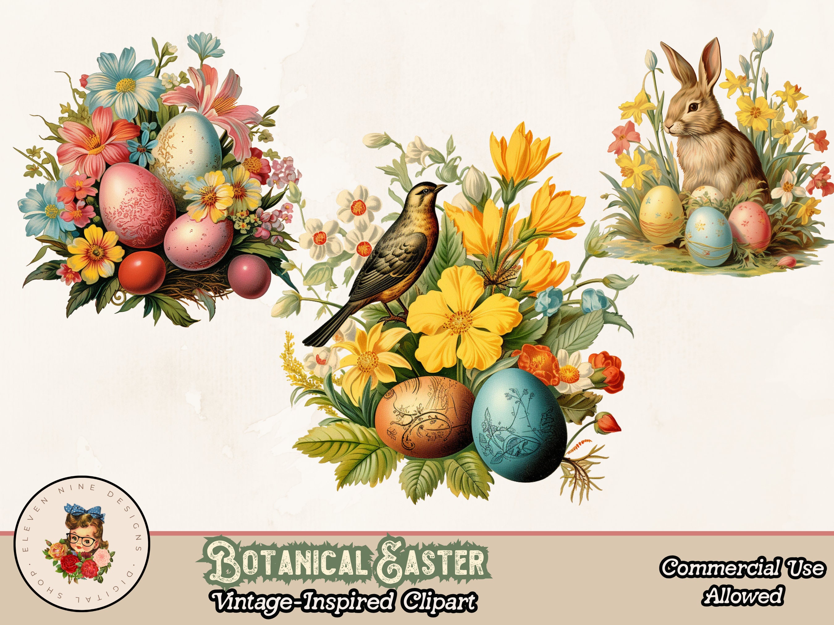 Spring Botanical Clipart, Easter Botanical PNG, Floral Easter Clipart ...