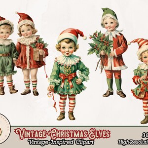 Christmas Elf Clipart PNG, Vintage Christmas Clipart, Elf Design, Elves ...