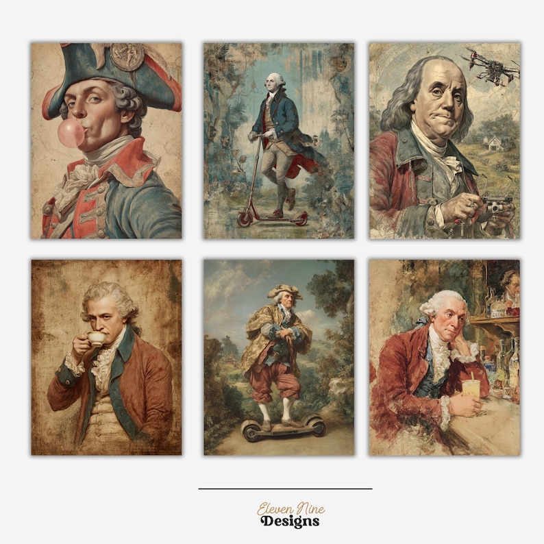 Founding Fathers Digital Paper, Funny Vintage American History ...