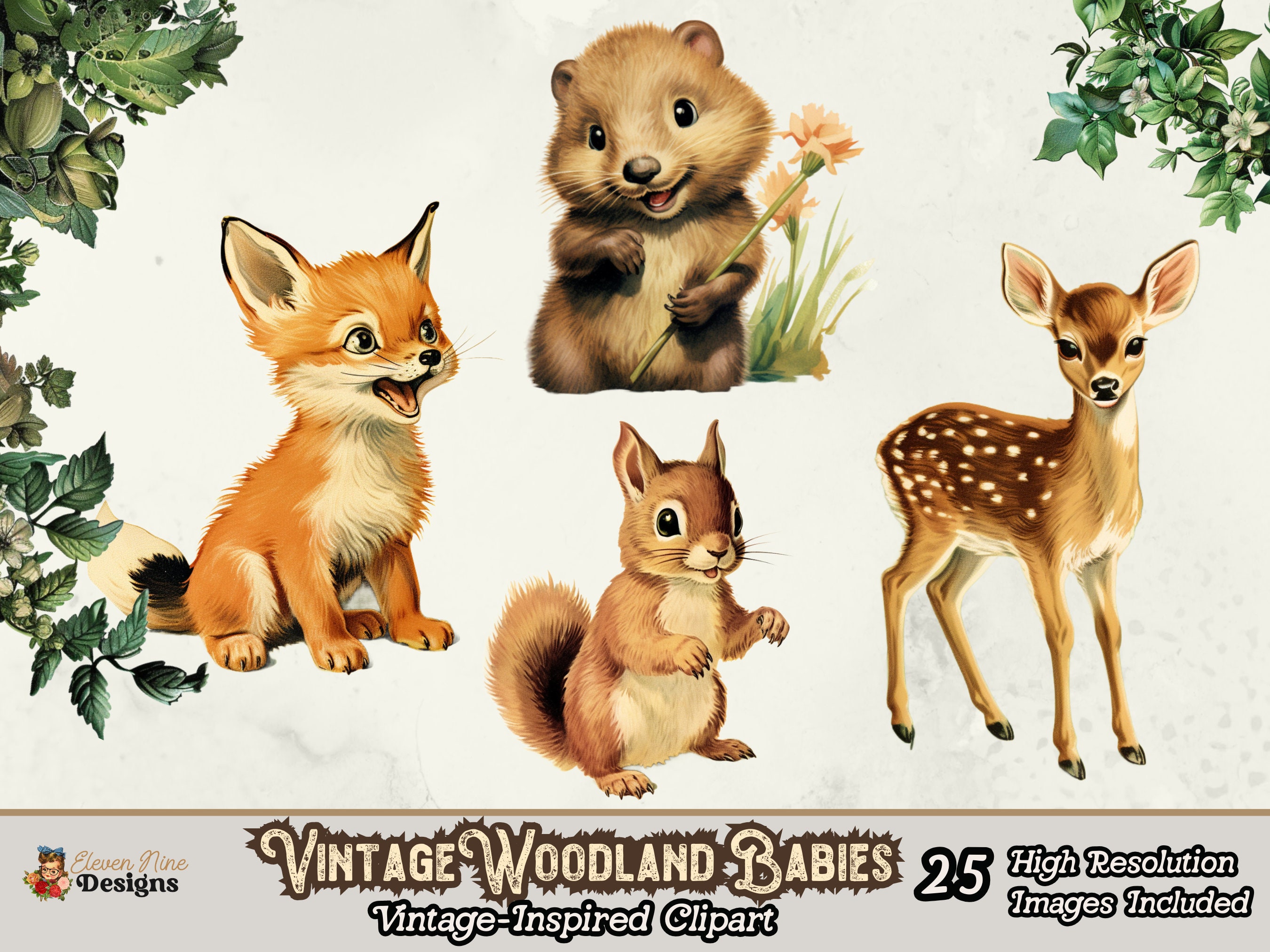 Woodland Baby Animals Clipart PNG, Forest Nursery Decor, Digital ...