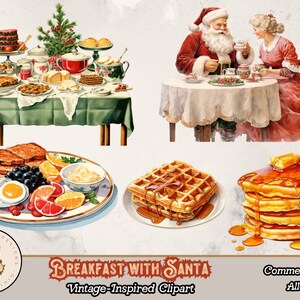 Breakfast With Santa Digital Clipart, Santa Claus Breakfast Graphics ...