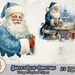 Blue Christmas Clipart, Vintage Blue Santa Christmas PNG, Blue Winter ...