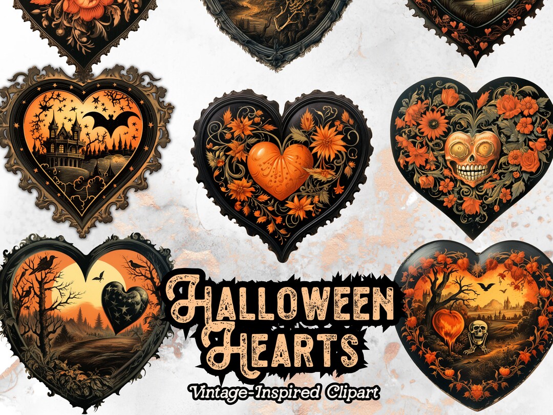 Halloween Heart Clipart, Spooky Halloween PNG, Gothic Floral Halloween ...