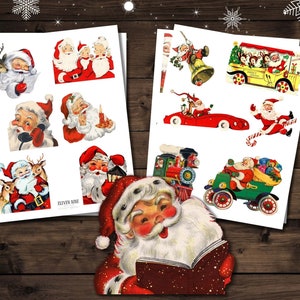 Christmas Digital Collage Sheets, Printable Vintage Christmas Santa ...