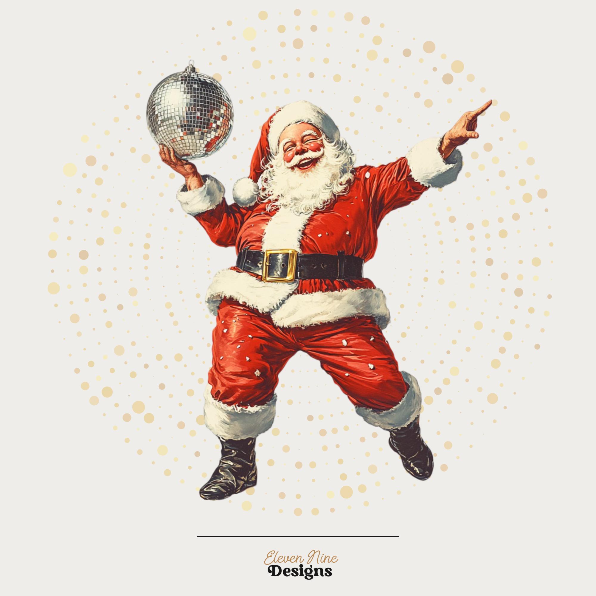 Disco Santa PNG, Dancing Santa Design, Cute Retro Santa Claus Clipart ...