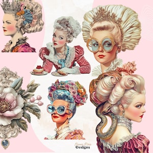 French Rococo Clipart Set, Vintage Marie Antoinette Graphics for ...