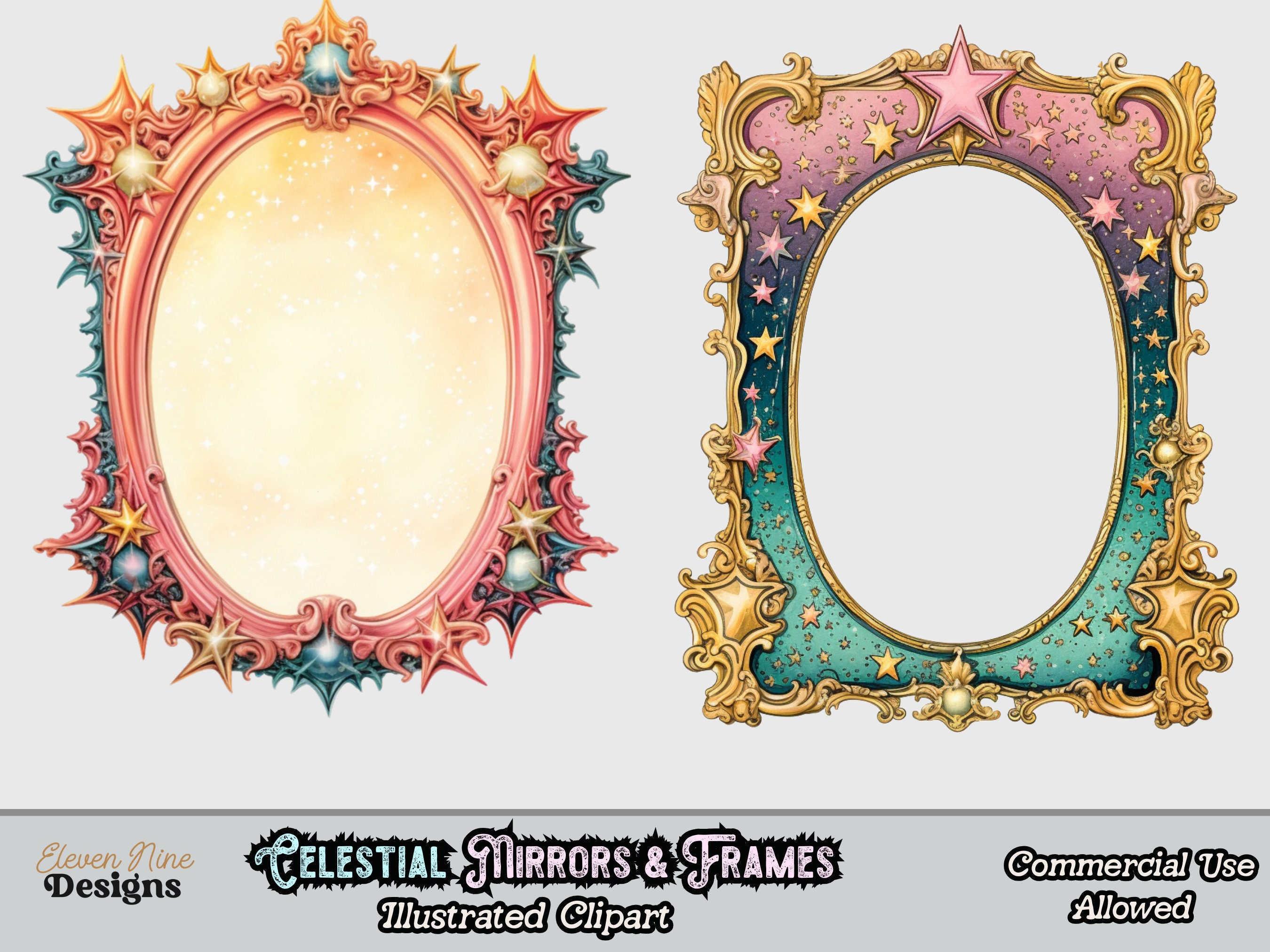 Celestial Clipart, Fantasy Frames PNG, Galaxy Digital Clipart, Sun and ...