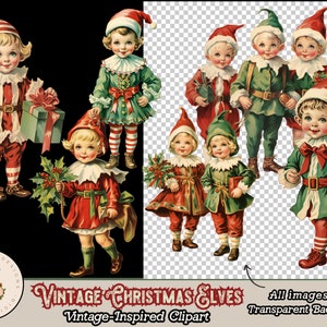Christmas Elf Clipart PNG, Vintage Christmas Clipart, Elf Design, Elves ...