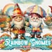 Rainbow Gnomes Clipart, Cute Gnome PNG, Rainbow Clipart, Floral and ...