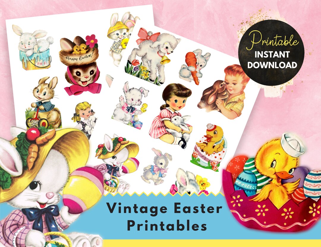 Easter Digital Collage Sheets, Easter Ephemera Printables, Vintage ...