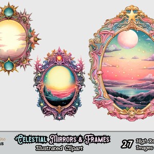 Celestial Clipart, Fantasy Frames PNG, Galaxy Digital Clipart, Sun and ...