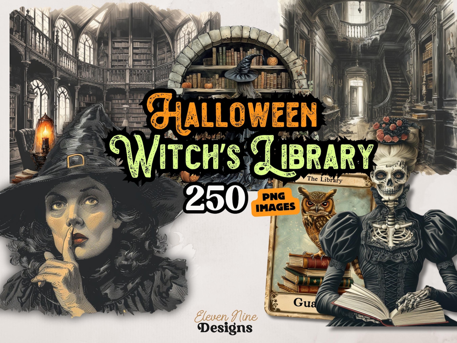 Halloween Witch Library PNG Clipart, Vintage Books, Spooky Witches ...