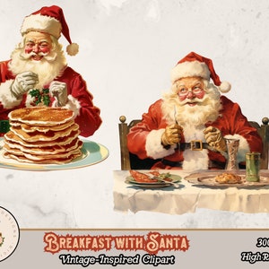 Breakfast With Santa Digital Clipart, Santa Claus Breakfast Graphics ...