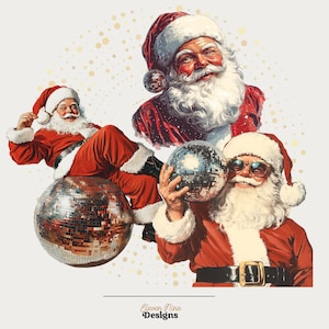 Disco Santa PNG, Dancing Santa Design, Cute Retro Santa Claus Clipart ...