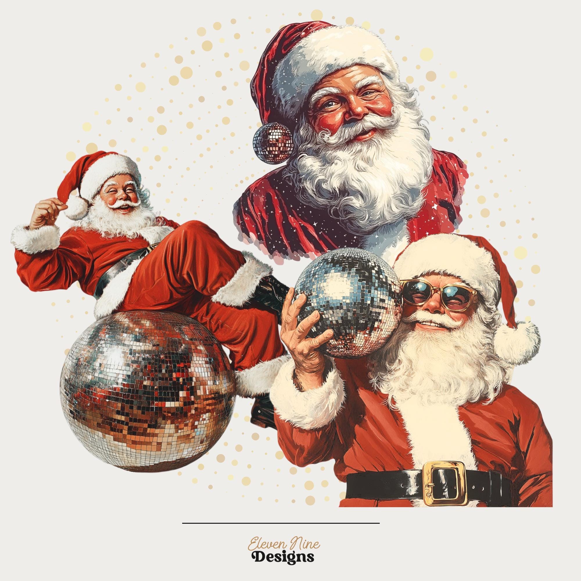 Disco Santa PNG, Dancing Santa Design, Cute Retro Santa Claus Clipart ...