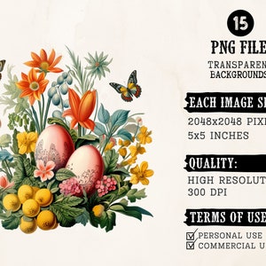 Spring Botanical Clipart, Easter Botanical PNG, Floral Easter Clipart ...