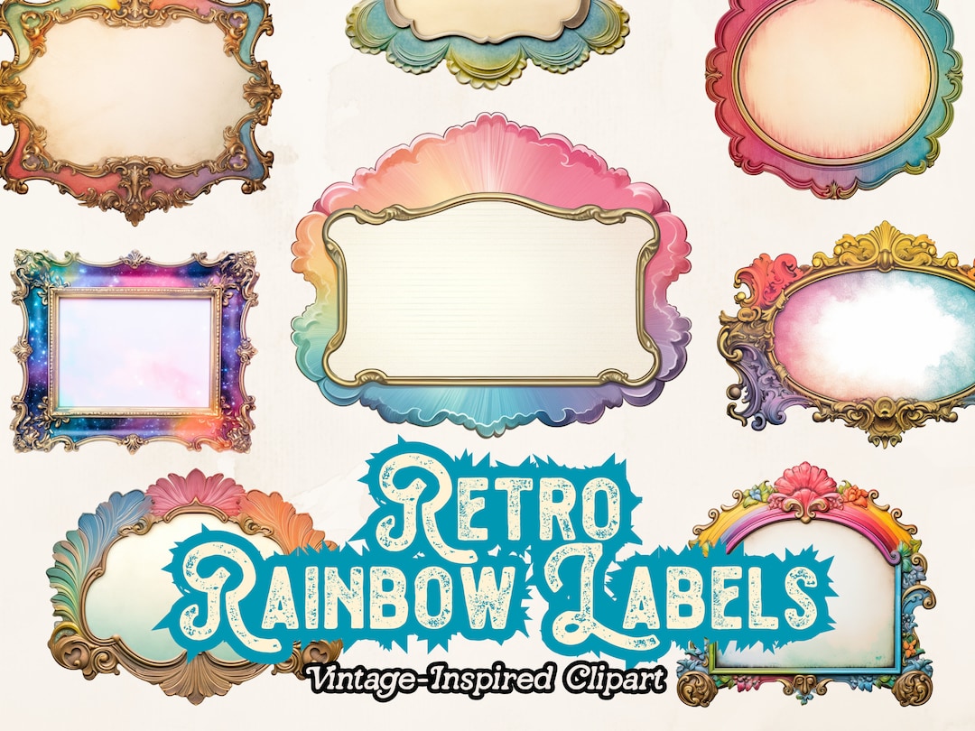 Rainbow Labels Frame Clipart, Rainbow PNG, Blank Gift Tags, Rainbow ...