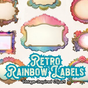 Rainbow Labels Frame Clipart, Rainbow PNG, Blank Gift Tags, Rainbow ...