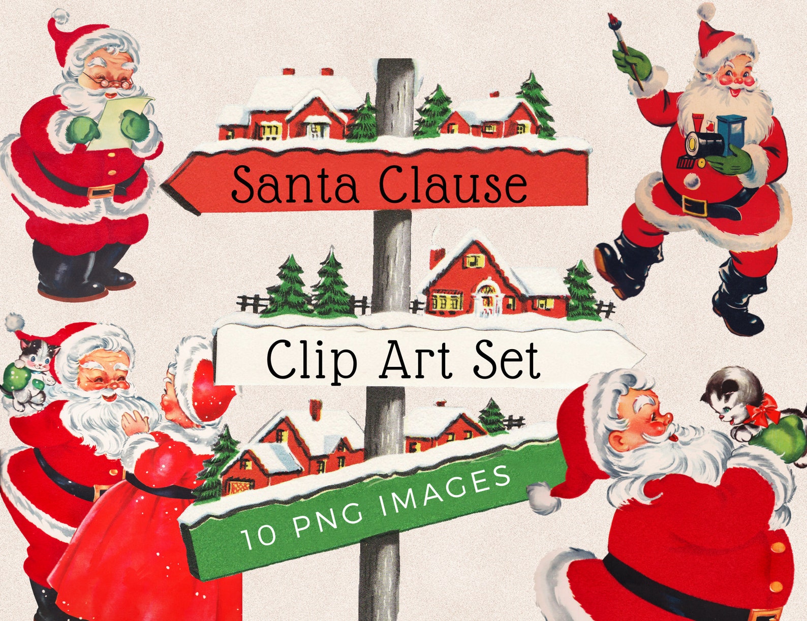 Santa Clipart Christmas Clipart Santa Digital Download - Etsy