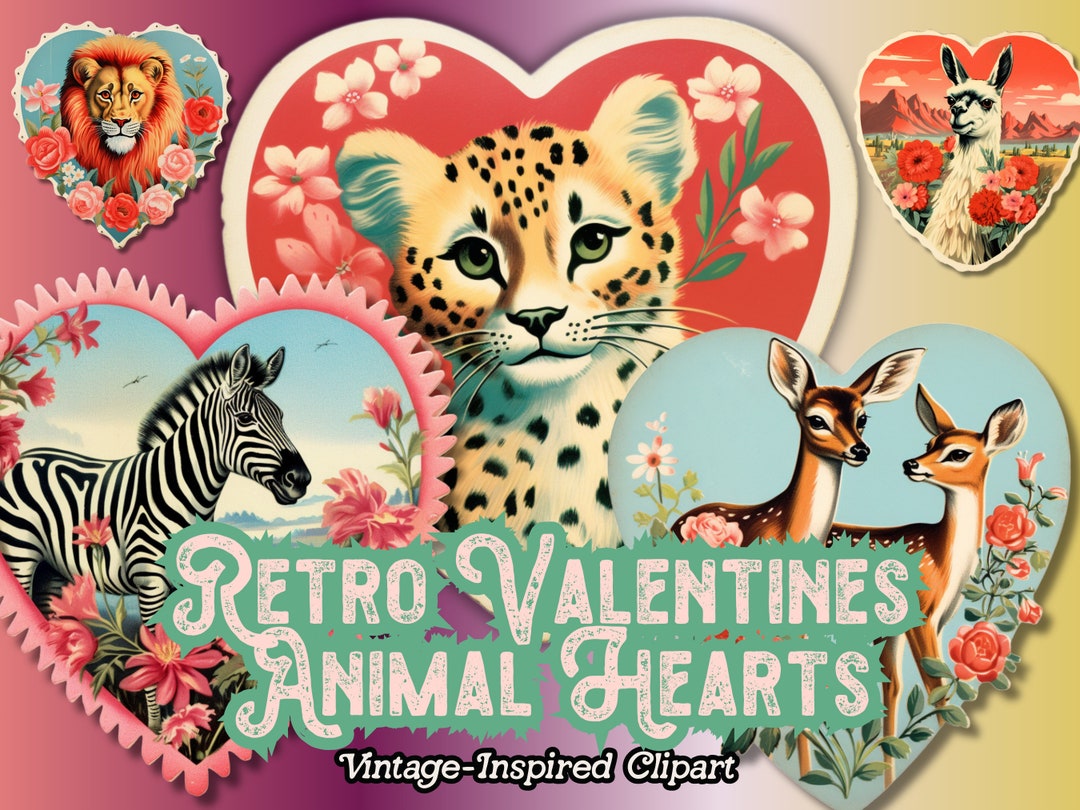 Valentine Hearts Clipart, Animal Valentines, Safari Jungle Animal PNG ...