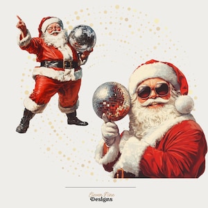 Disco Santa PNG, Dancing Santa Design, Cute Retro Santa Claus Clipart ...
