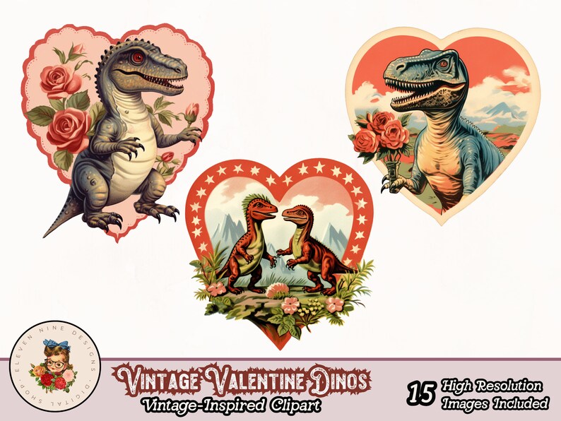 Dinosaur Valentine Clipart PNG, Vintage Dinosaur Clipart, T-rex PNG ...