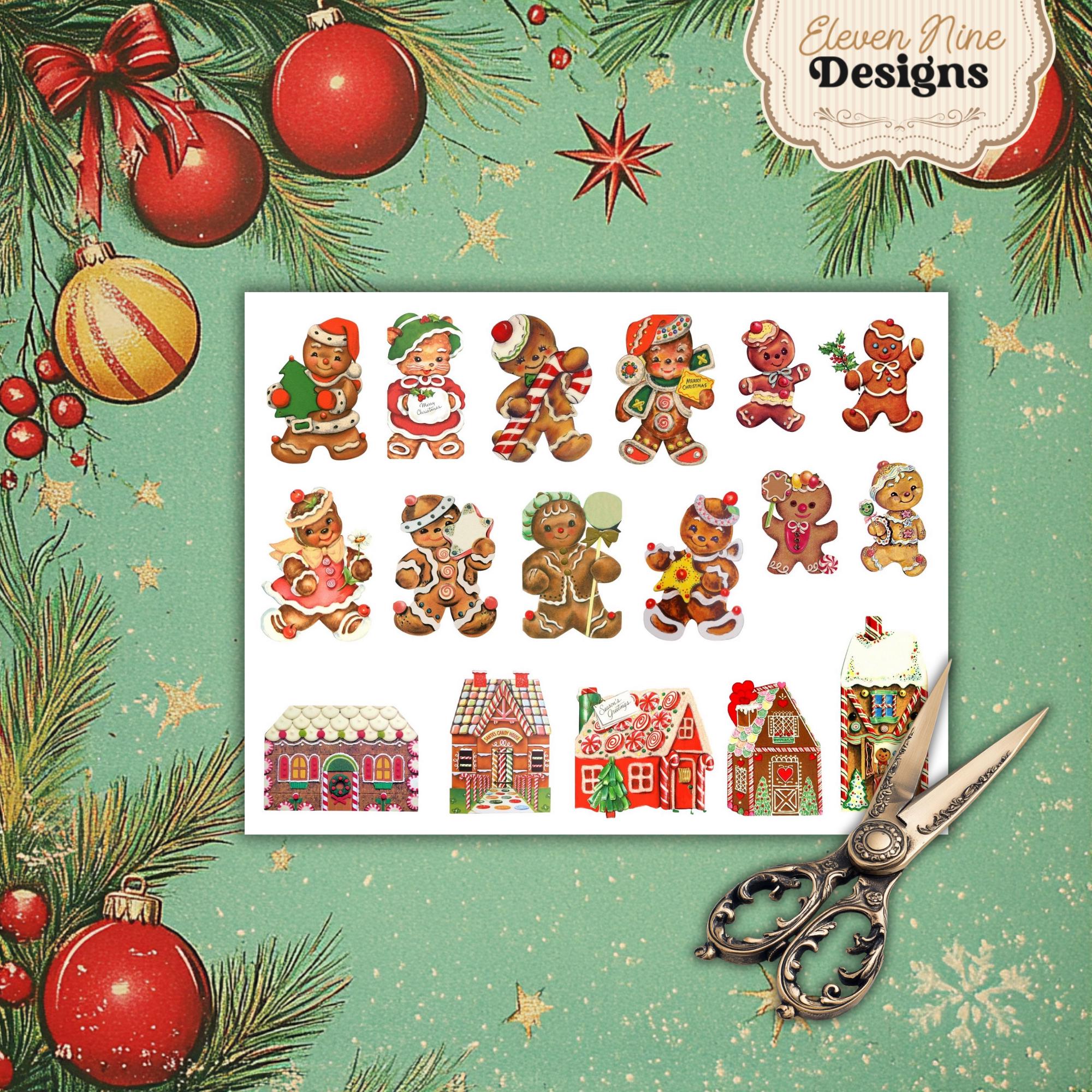 Gingerbread Printable, Printable Vintage Christmas, Digital Ephemera ...