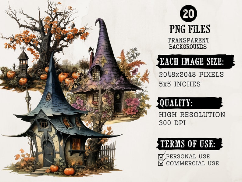Witch House Clipart, Witches PNG, Halloween Haunted House, Vintage ...