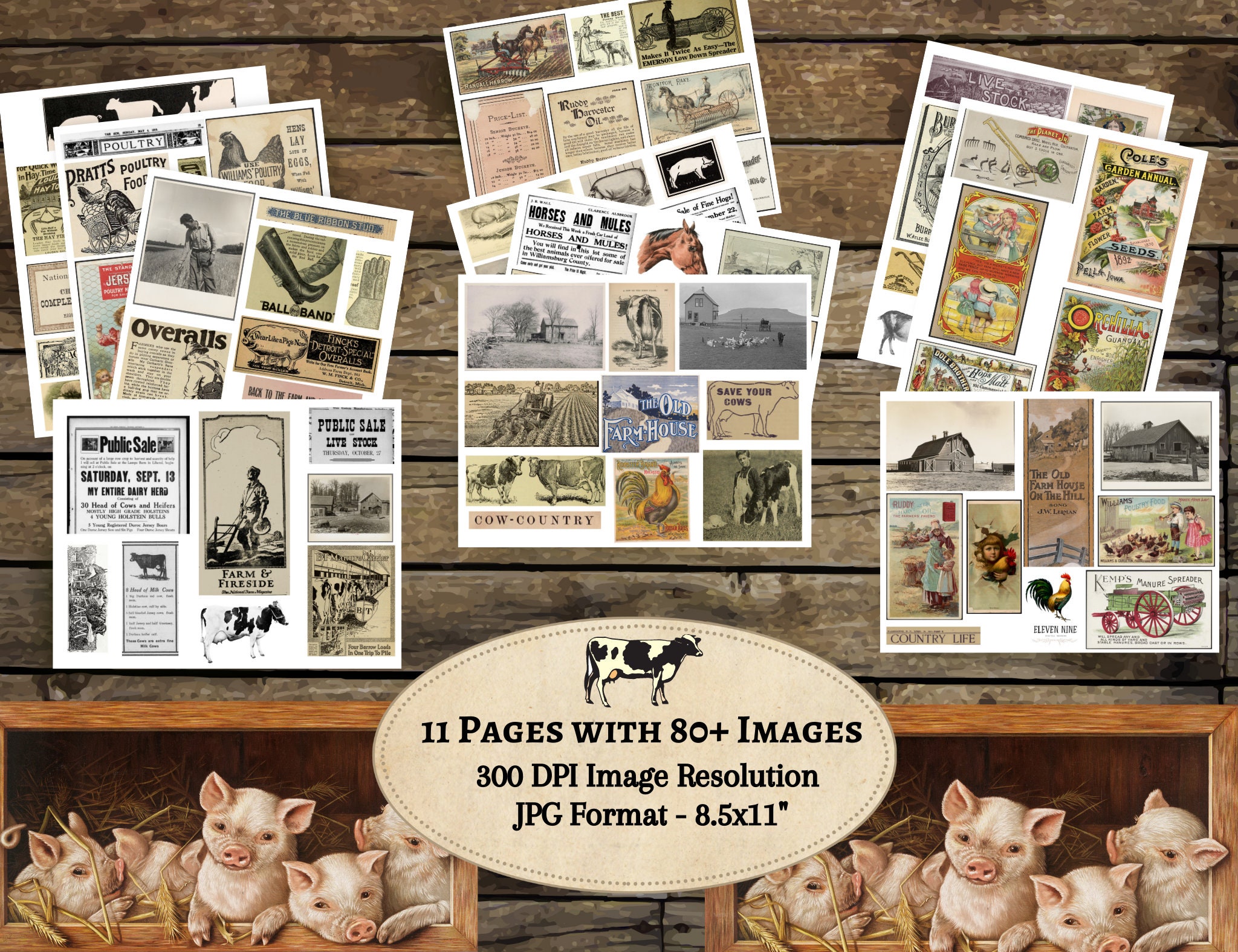 Digital Collage Sheet Farm, Vintage Farm Ephemera, Farm Journal, Farm ...